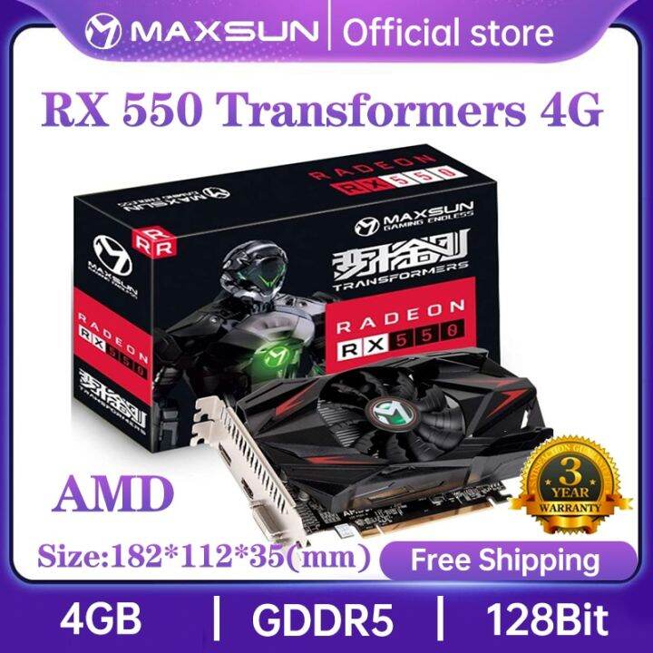 MAXSUN เครื่องแปลง GPU Radeon RX 550การ์ดจอใหม่เต็มรูปแบบ128Bit GDDR5 4G 14nm เกมส์ PC ...