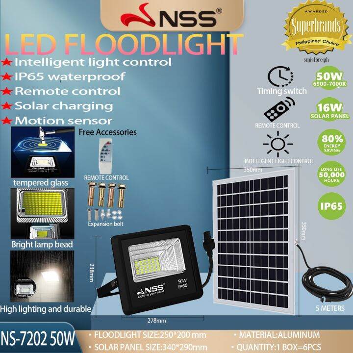 Nss Solar panel 10W/30W/50W LED flood light with wireless remote ...