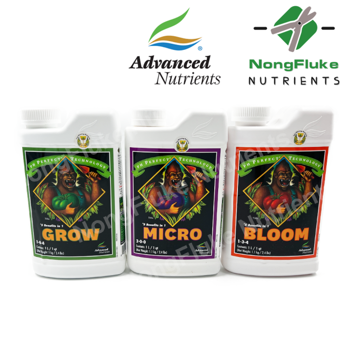 [ขวดแท้เซ็ต1L/500ml]ปุ๋ยหลัก pH Perfect Advanced Nutrients Grow Micro Bloom ขนาด 1Lหรือ500ml ...