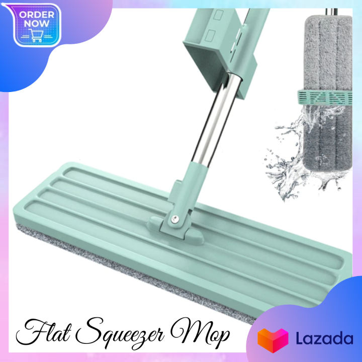 Flat Squeezer Mop Microfiber Mop Floor Cleaning System, Reusable Mop Pads, for Wet and Dust ...