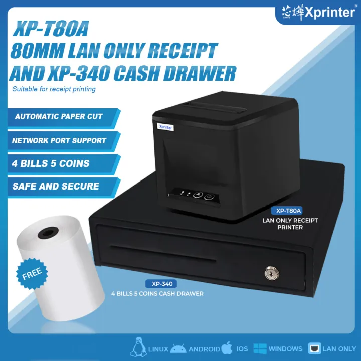 CLRHOME Xprinter Combo Set 80mm Thermal Cash Receipt POS Printer ( LAN ...