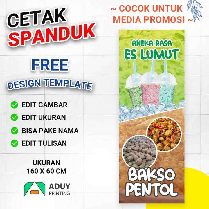 Cetak Spanduk Banner Es Lumut dan Aneka Pentol Ukuran 160x60 Bisa ...