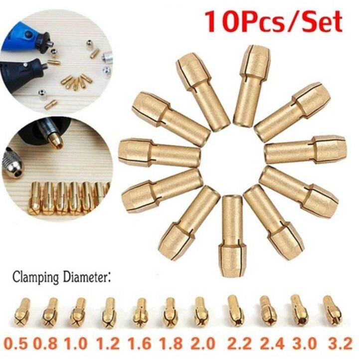 SUNANNE 10 Pcs/lot Bits Micro Brass for Power Rotary Tool Collet ...