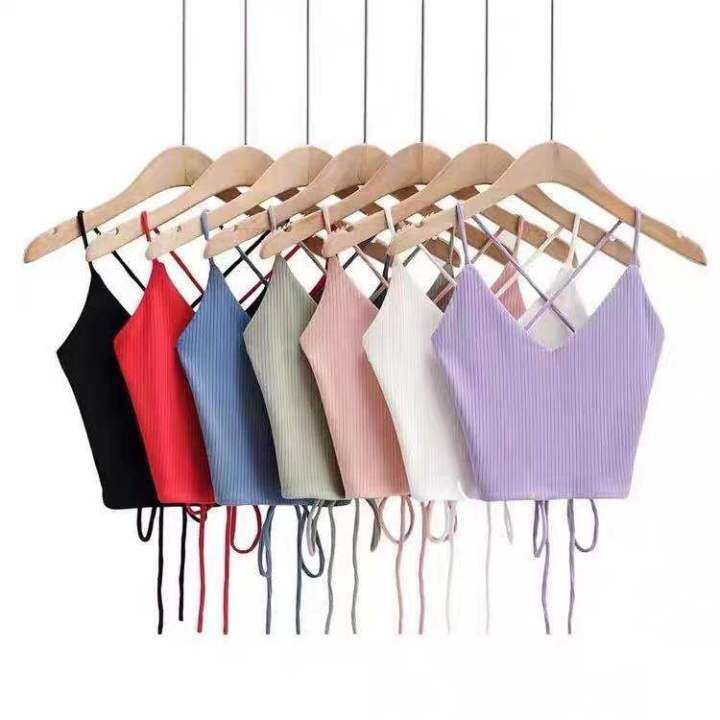 tichada 1558 เสื้อยืดแฟร์ชั่นหญิงหรือเสื้อไหมพรมสายเดี่ยวรัดรูปโชว์หลังเซ็กซี่มาก สไตล์ยุโรป ...