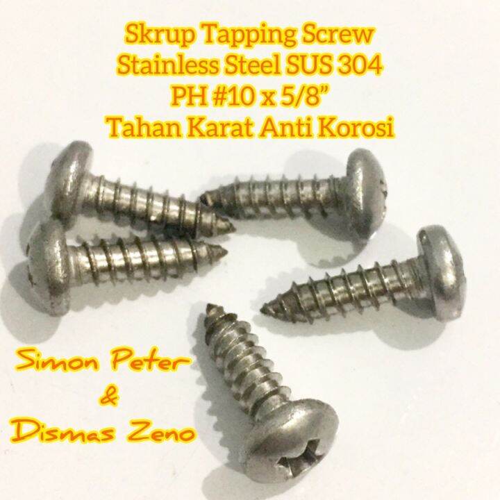 Sekrup Tapping Screw PH+ #10x5/8 Stainless Steel SUS 304 Skrup Kepala ...