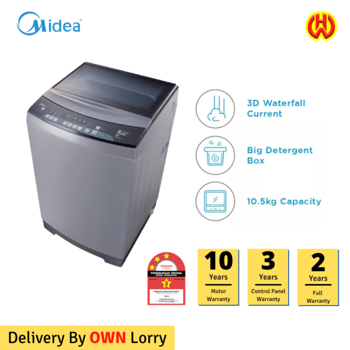 Midea 10.5kg Fully Auto Washer Large Capacity LED Display Top Load ...