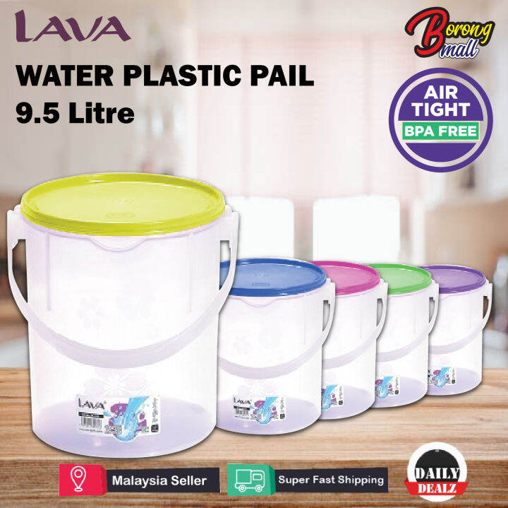 LAVA Water Plastic Pail Container Bucket BPA FREE AIRTIGHT 9.5L /Baldi ...
