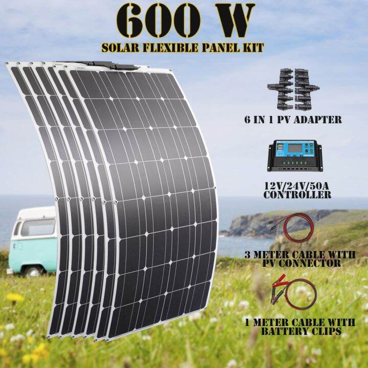 Solar 600 Watt 12V 24V Systems Camper 1000W Flexible Panels Panneau ...
