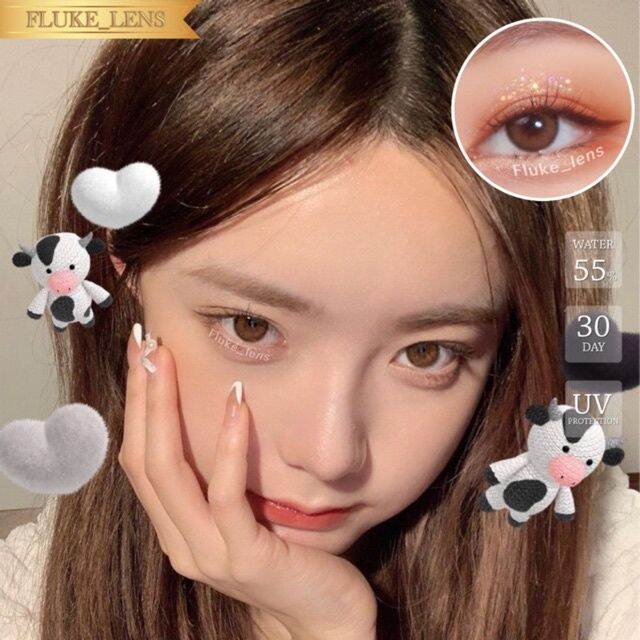 ร้านนี้ของแท้ เลนส์เกาหลี อมน้ำ 55% Mini ella hazel (pumpkin) , gray ...