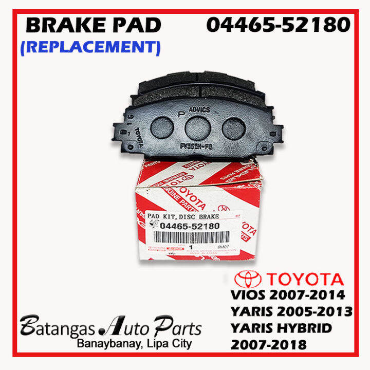 TOYOTA (REPLACEMENT) BRAKE PAD VIOS 2007-2014 YARIS 2005-2014 YARIS ...