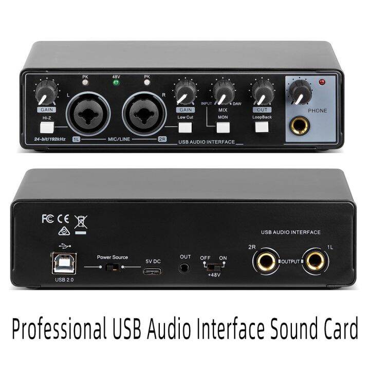 Professional USB Audio Interface Sound Card with Loopback Monitoring ...
