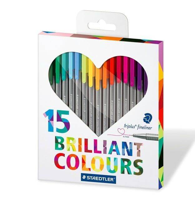 Staedtler 334 Triplus Fineliner Set 15 Colors (Heart Edition) (colour ...
