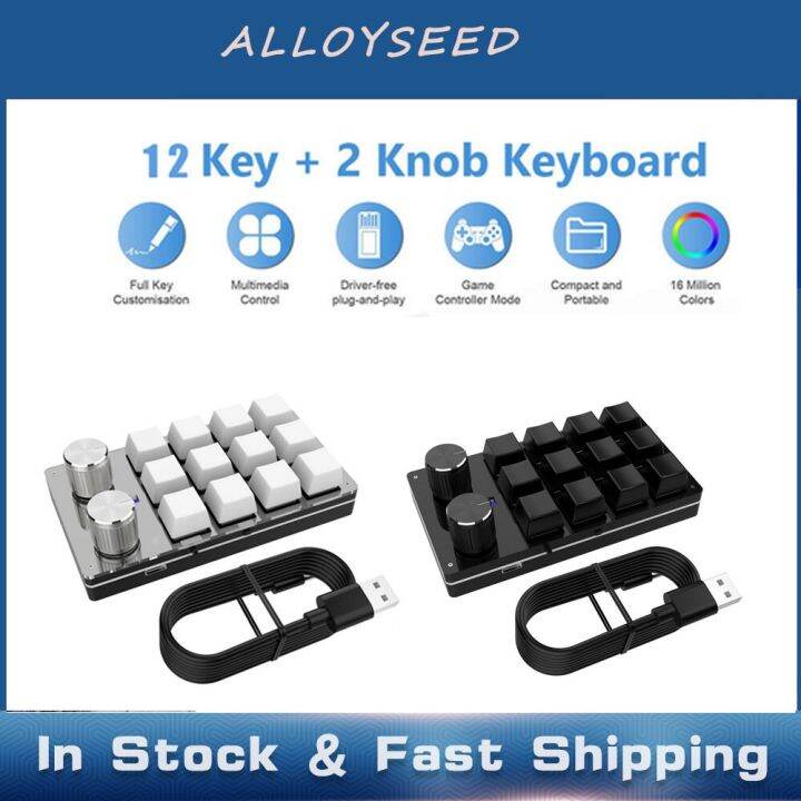 Hot Swap Bluetooth Usb Macro Custom Mini Keyboard 12 Keys 2 Knob Programming Keypad