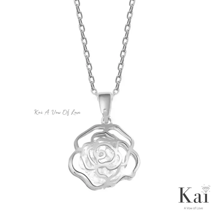 Kai A Vow of Love "Crystals Filled Rose Pendant" Gold Plated Necklace ...