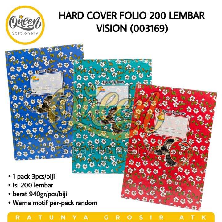 1 PCS HARD COVER FOLIO 200 LEMBAR VISION NOTEBOOK BUKU CATATAN ...