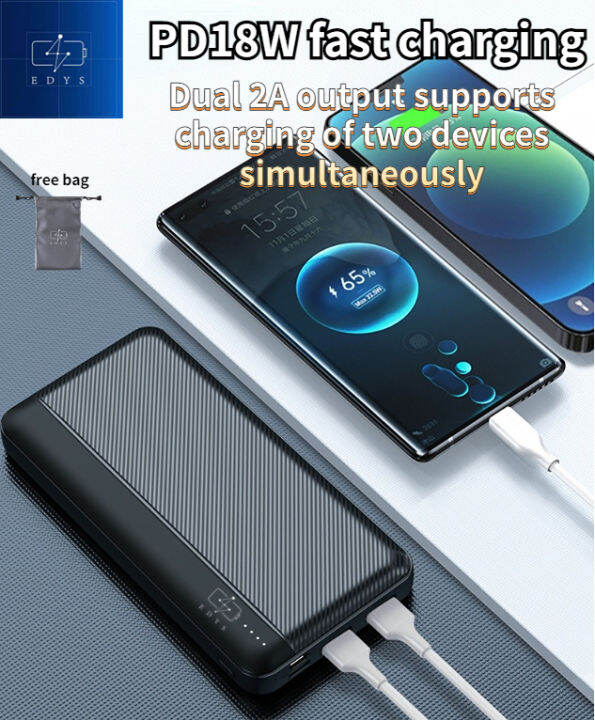EDYS 10000mAh/2000mAh handheld micro and C-type input, 2 USB outputs 5V ...