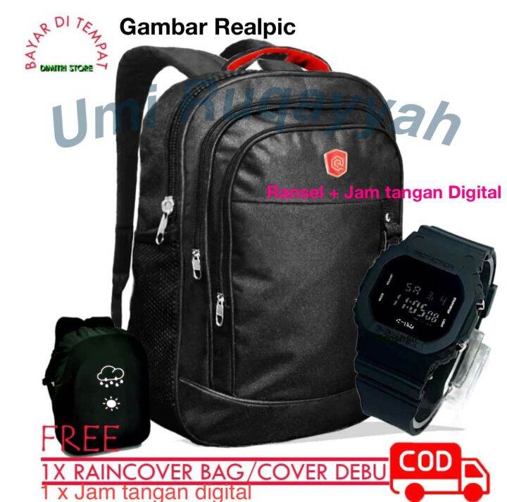 TAS 3 RUANG KOMPARTEMEN GRATIS JAM DIGITAL / TAS RANSEL MODEL TERBARU ...