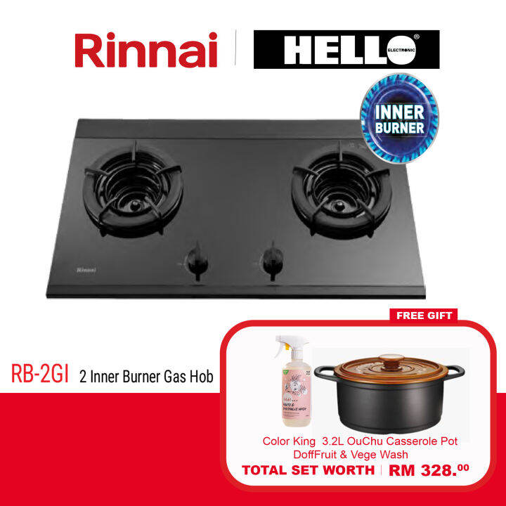 Rinnai 2-Inner Burner Gas Hob Built In Gas Hob RB-2GI | Lazada