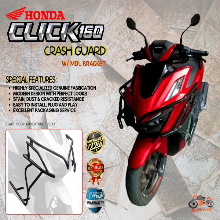 HONDA CLICK 160 - MOTODODGE SUPER HEAVY DUTY SUPER HEAVY DUTY FULL CRASH GUARD ( POWDER COAT ...