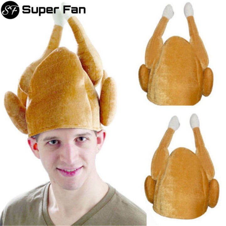 Super Fan) New Halloween ball Funny Adults Hats Chicken Leg Cap ...