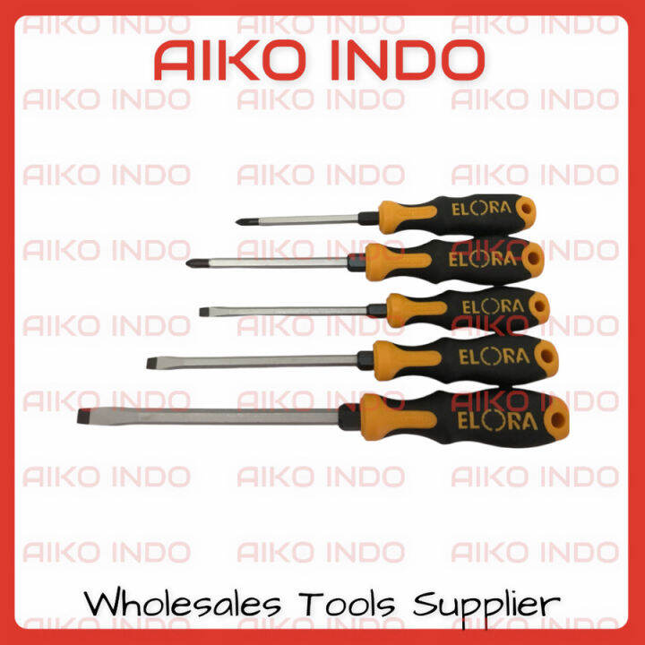 Obeng ELORA QUATROLIT Set 5pcs SEGI - Screwdriver Set | Lazada Indonesia