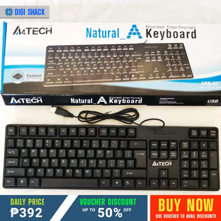 DIGI SHACK A4TECH KRS-83 Keyboard USB Black (DZ2 A4tech KRS-83) | Lazada PH