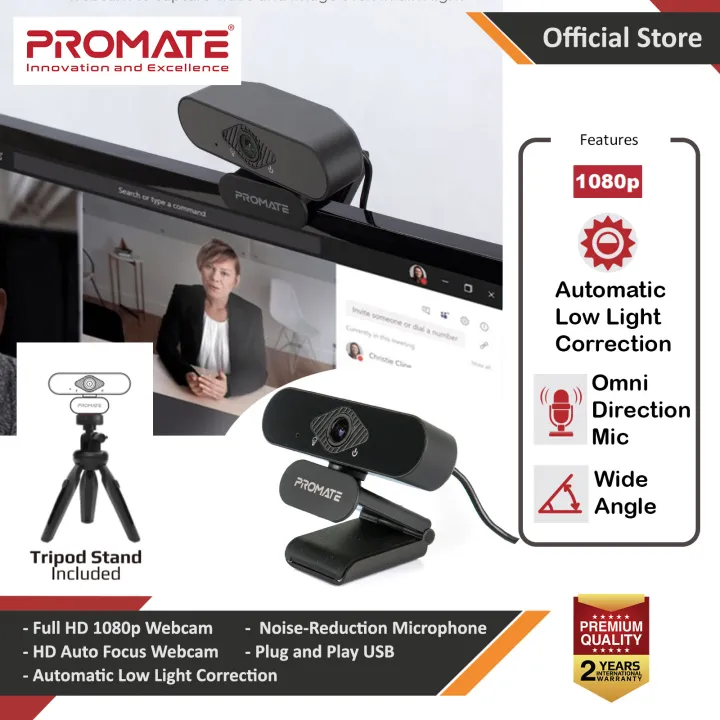 Promate ProCam-2 Full HD Webcam with Auto Focus, Professional 120 ...