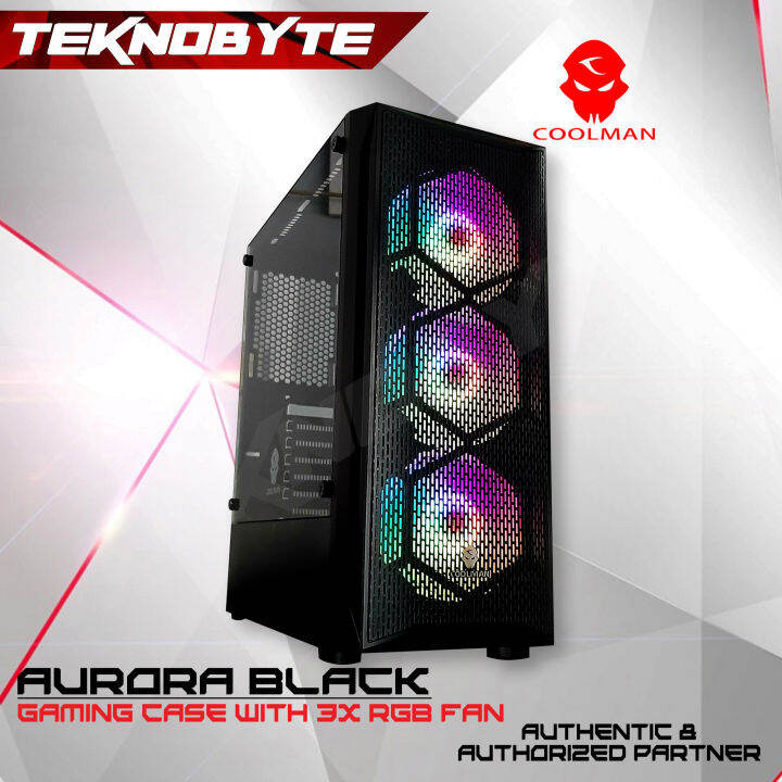 Coolman AURORA Black Gaming Case W/ 3 pcs RGB fan | Lazada PH