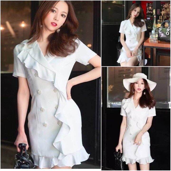 Aya-shop เสื้อผ้าแฟชั่น ชุดไปงาน สีขาว พร้อมส่ง | Lazada.co.th