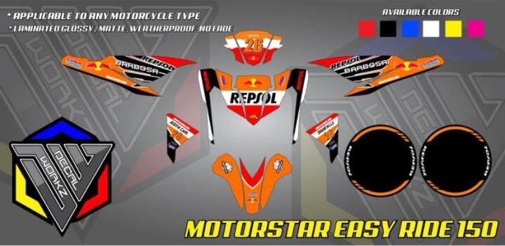 Motorstar Easy Ride 150 Repsol Decals with Reflective Mags | Lazada PH