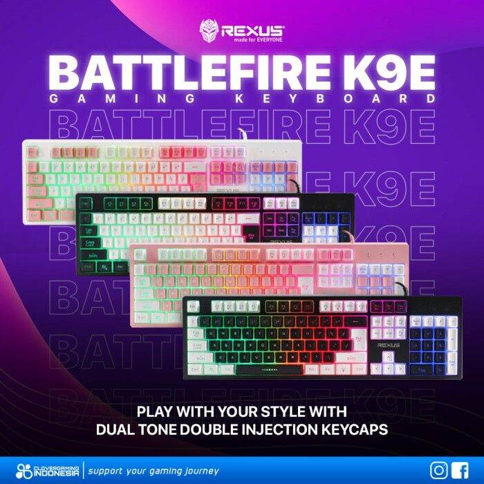 Rexus Battlefire K9E Rainbow LED Fullsize - Gaming Keyboard | Lazada ...