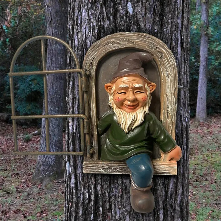 【Garden Décor】Creative Elf ออกประตู Tree Hugger Naughty ตุ๊กตาผู้เฒ่า ...