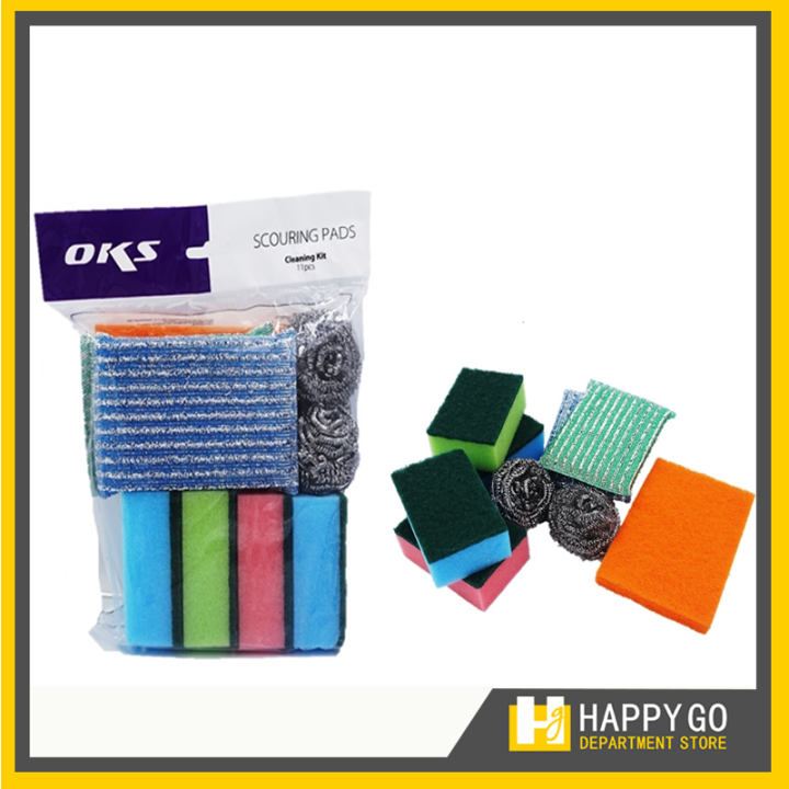 OKS* Cleaning Kit Kitchen Cleaner Dishwashing Sponge, Scouring Pad and ...
