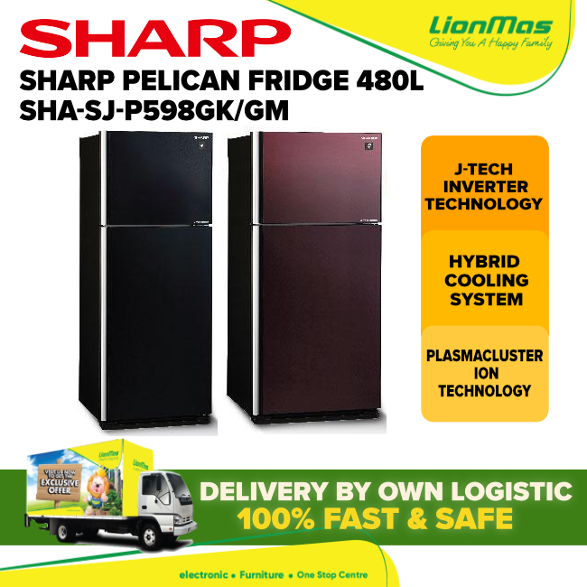 SHARP 2DOOR FRIDGE 480L, GLASS - SHA-SJ-P598GK / SJP598GK / SHA-SJ ...