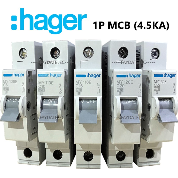 HAGER 1P MCB (4.5KA) (MY106E 6A 1P /MY110E 10A 1P /MY116E 16A 1P/ MY120E 20A 1P/ MY132E 32A 1P ...