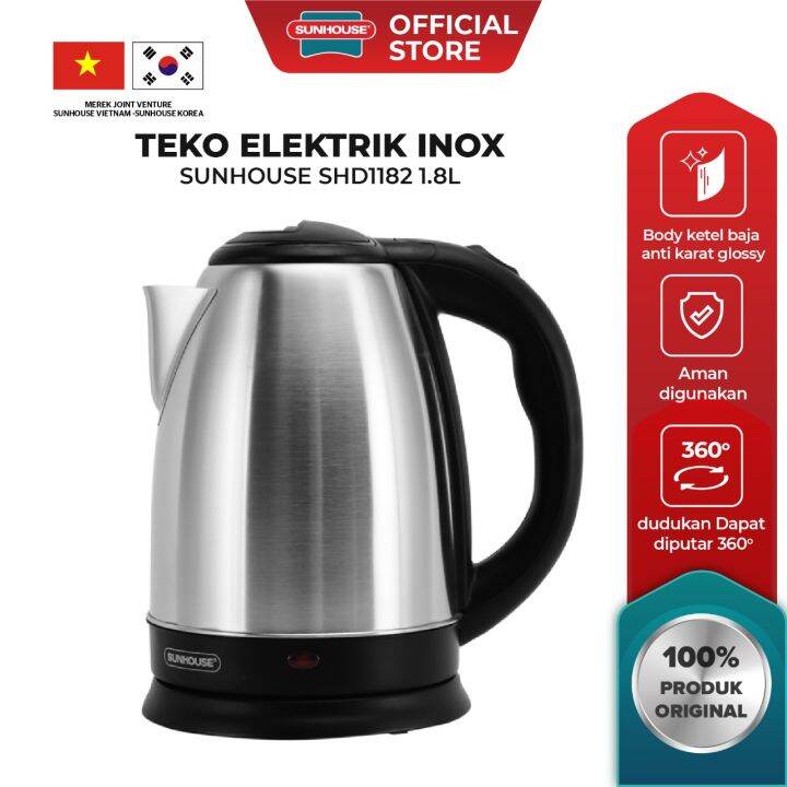 Sunhouse SHD1182 Teko Electric High Speed Kettle Silver 1.8 Liter 1 Pc ...