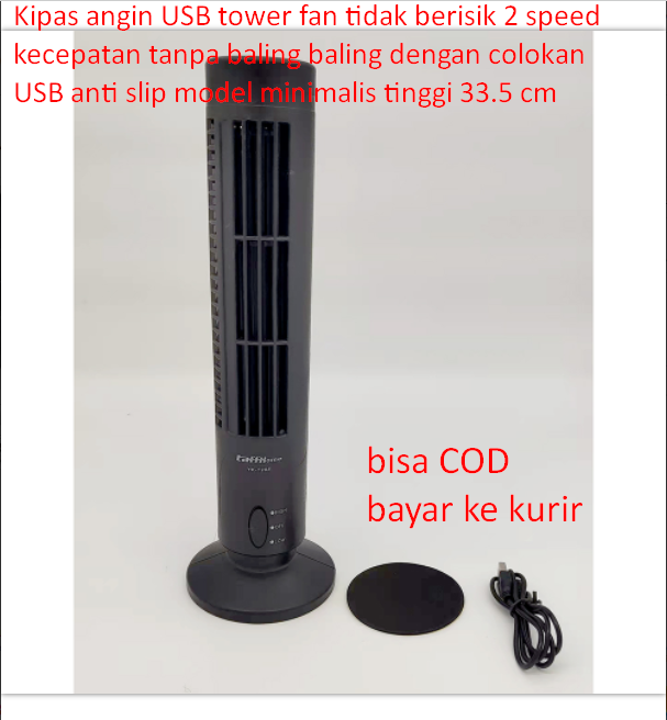 Kipas angin USB tower fan tidak berisik 2 speed kecepatan tanpa baling ...