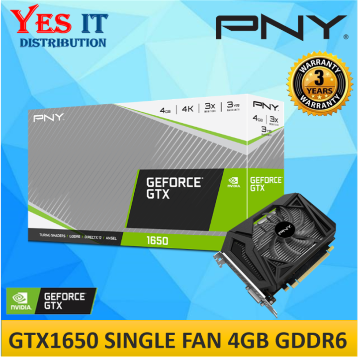 PNY GeForce GTX 1650 4GB GDDR6 Single Fan Graphics Cards ...