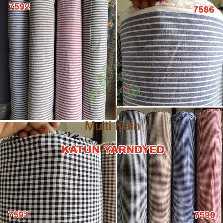 Bahan Kain Katun Tenun Yarndyed Salur Ria Kotak Ria Garis Basic Basik 5 ...