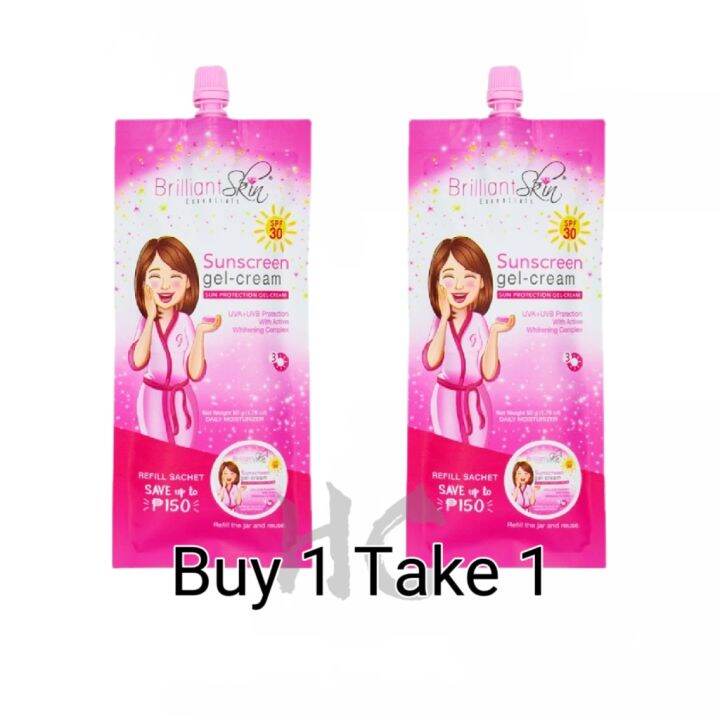 【Buy1 Take1】Brilliant Skin Whitening Sunscreen Sunblock Sachet 50g BIG ...