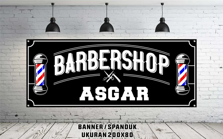 Cetak spanduk, banner, backdrop Barbershop ukuran 120x80 cm, Barbershop ...