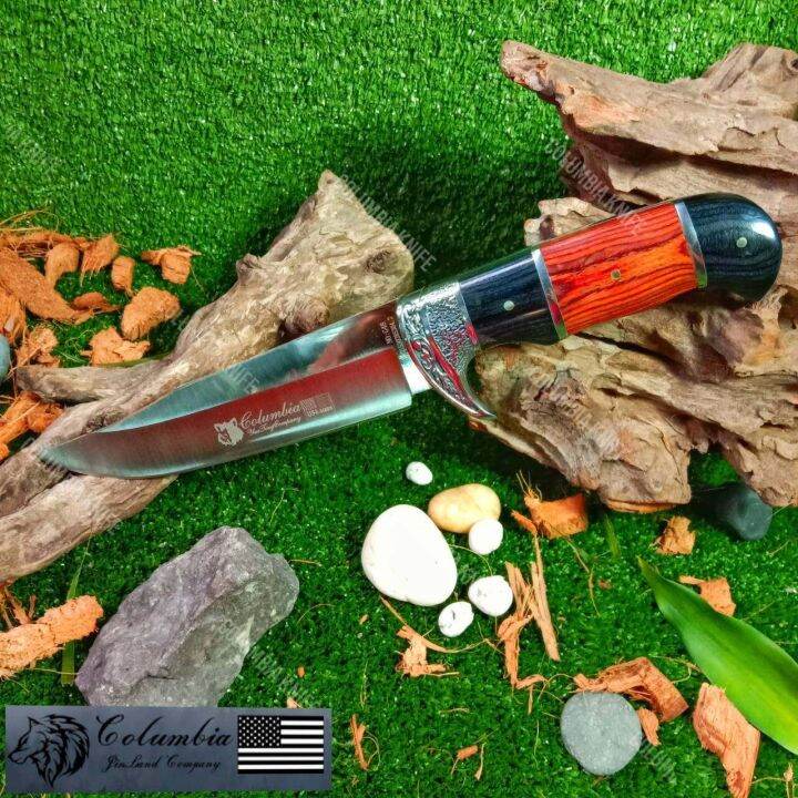 มีด Columbia G48 JinLand Company ใบเงา ด้ามไม้ดำแดง ด้ามทรงโค้งจับถนัด ...