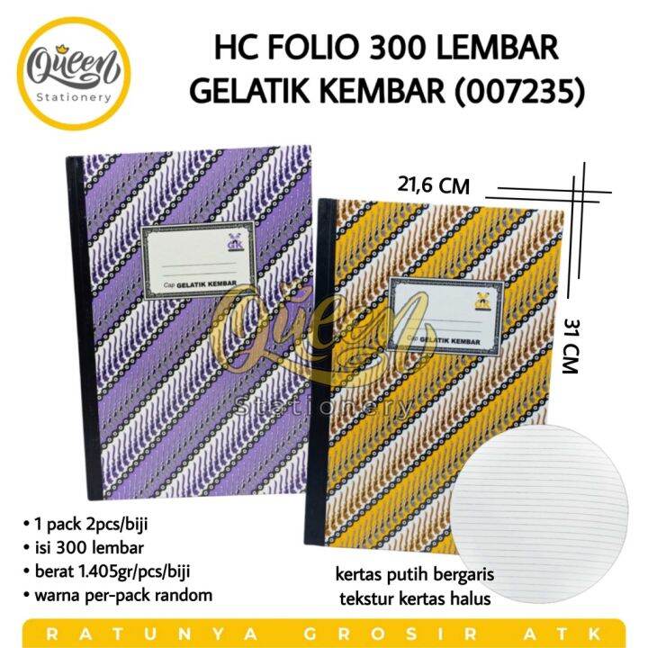 1 PCS HARD COVER FOLIO 300 LEMBAR GELATIK KEMBAR NOTEBOOK BUKU CATATAN ...