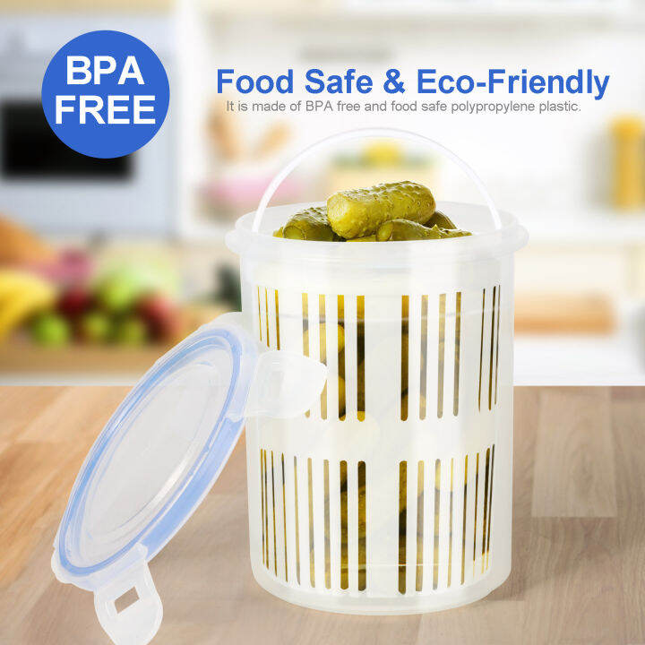 [MeiBoAll] Pickle Jar with Strainer Insert Deli Food Storage Container ...