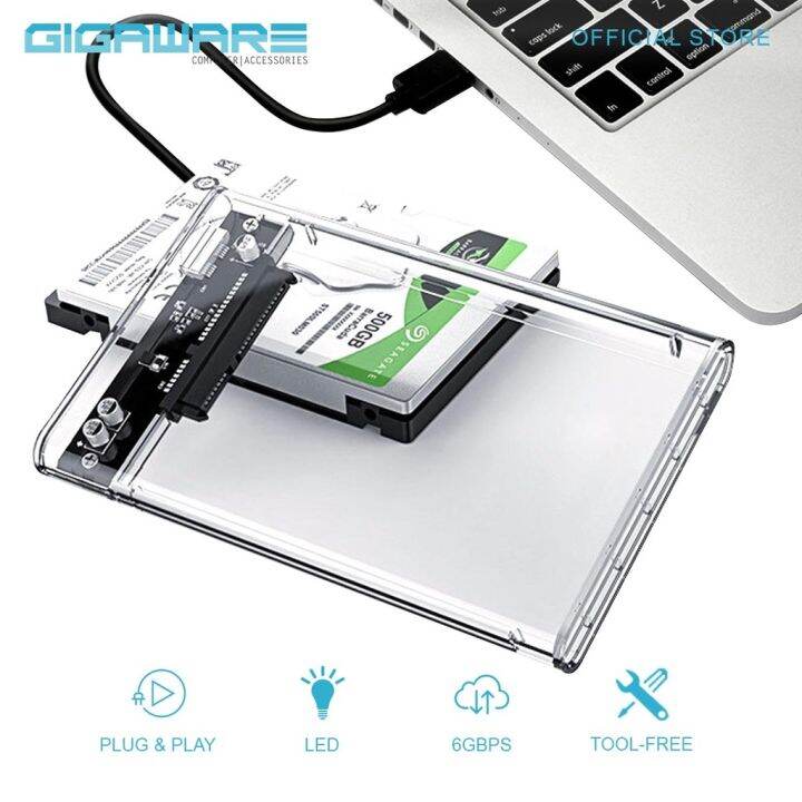 USB 3.0 to SATA 2.5-inch Hard Drive Enclosure Transparent Clear HDD SSD ...