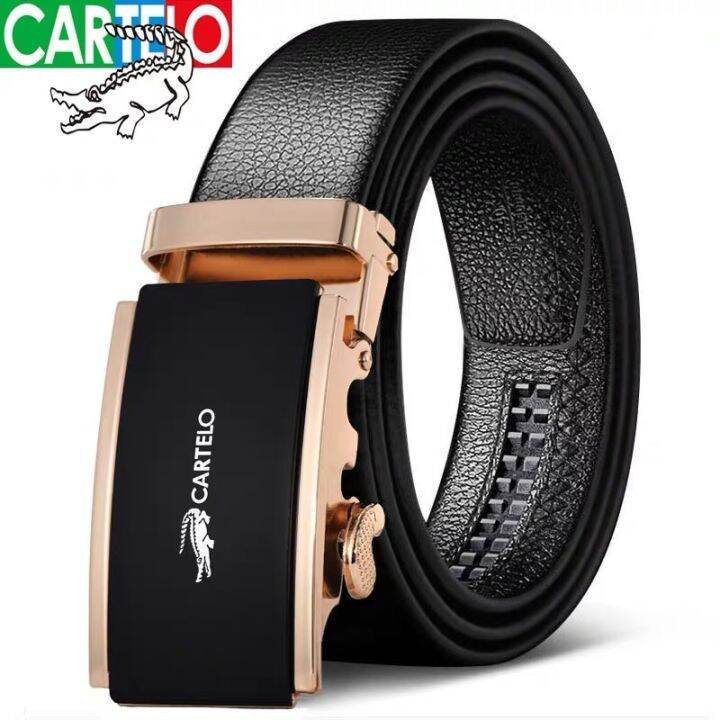 CARTELO จระเข้ เข็มขัดหนังวัวนิ่มสองด้านเกรดพรีเมียม หนังวัวแท้100% เข็มขัดหนังแท้ สายเข็มขัด ...