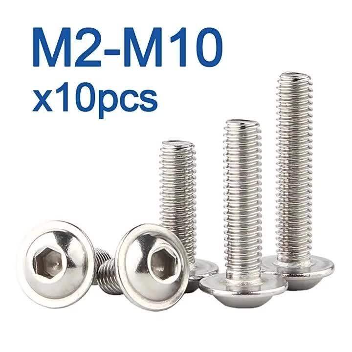 10pcslot M2 M2.5 M3 M4 M5 M6 M8 M10 A2-70 Stainless Steel Hexagon Socket Button Head Screws With ...