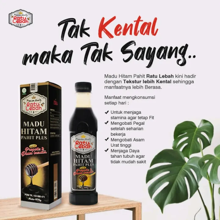 ORIGINAL Madu Hitam Pahit Ratu Lebah plus Propolis Trigona & Daun ...