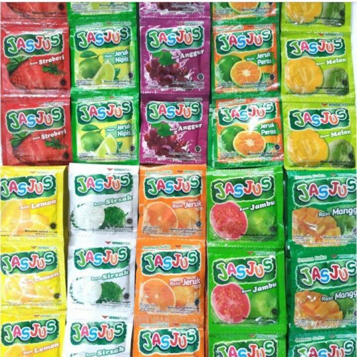 Minuman instant sachet jasjus leci, stroberi, jeruk nipis, anggur ...
