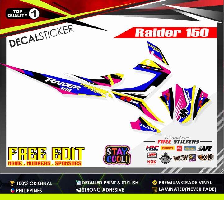 Suzuki Raider 150 Decals - High Quality Waterproof Laminated Glossy ...